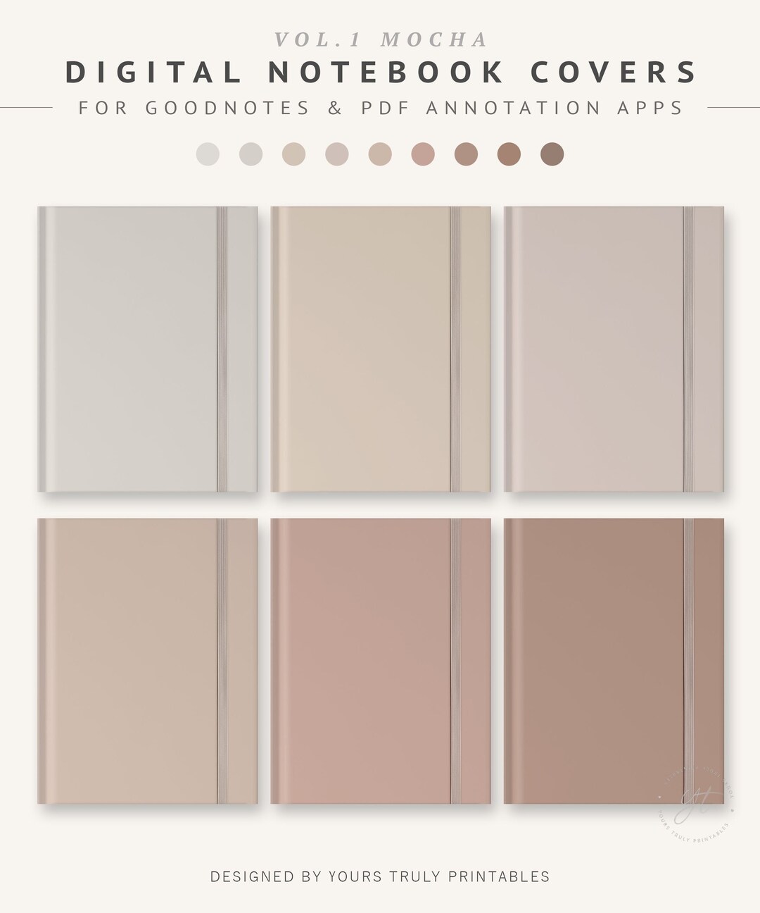 Digital Notebook Covers Mocha Realistic Hard Covers - Etsy