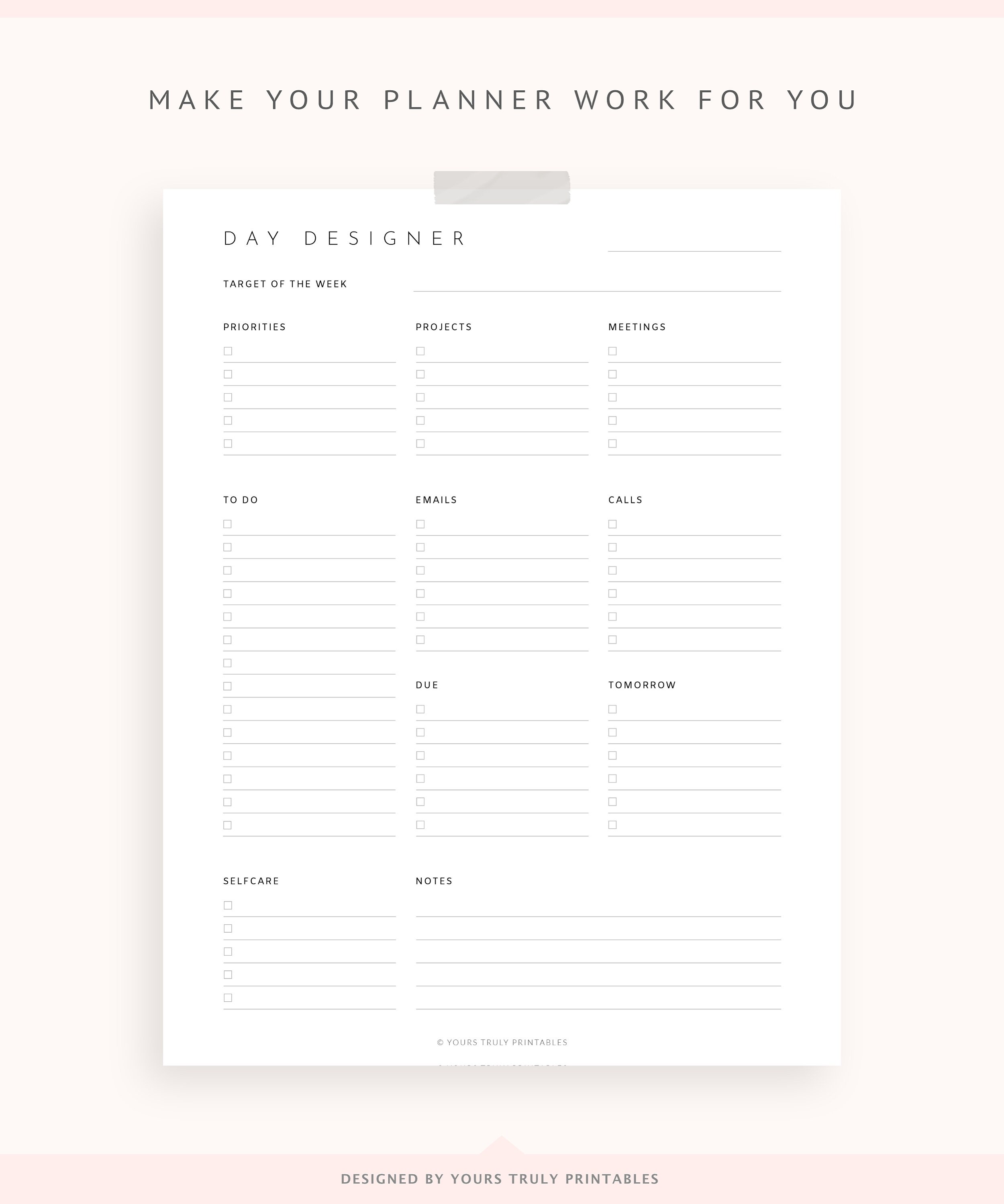 Editable Daily Work Planner Printable Fillable Work Day - Etsy UK