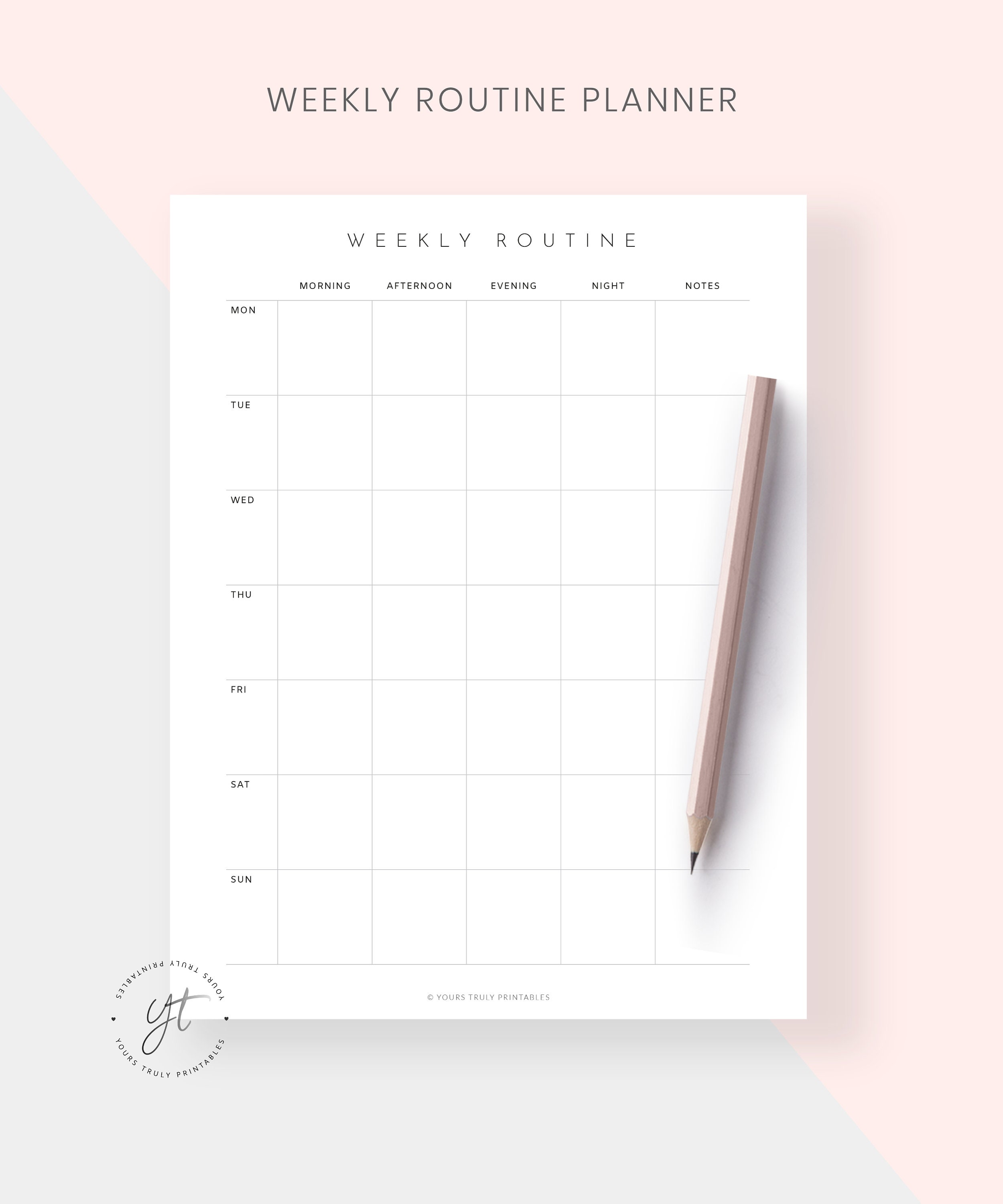 Daily Routine Printable, Weekly Routine Checklist Template, Morning ...