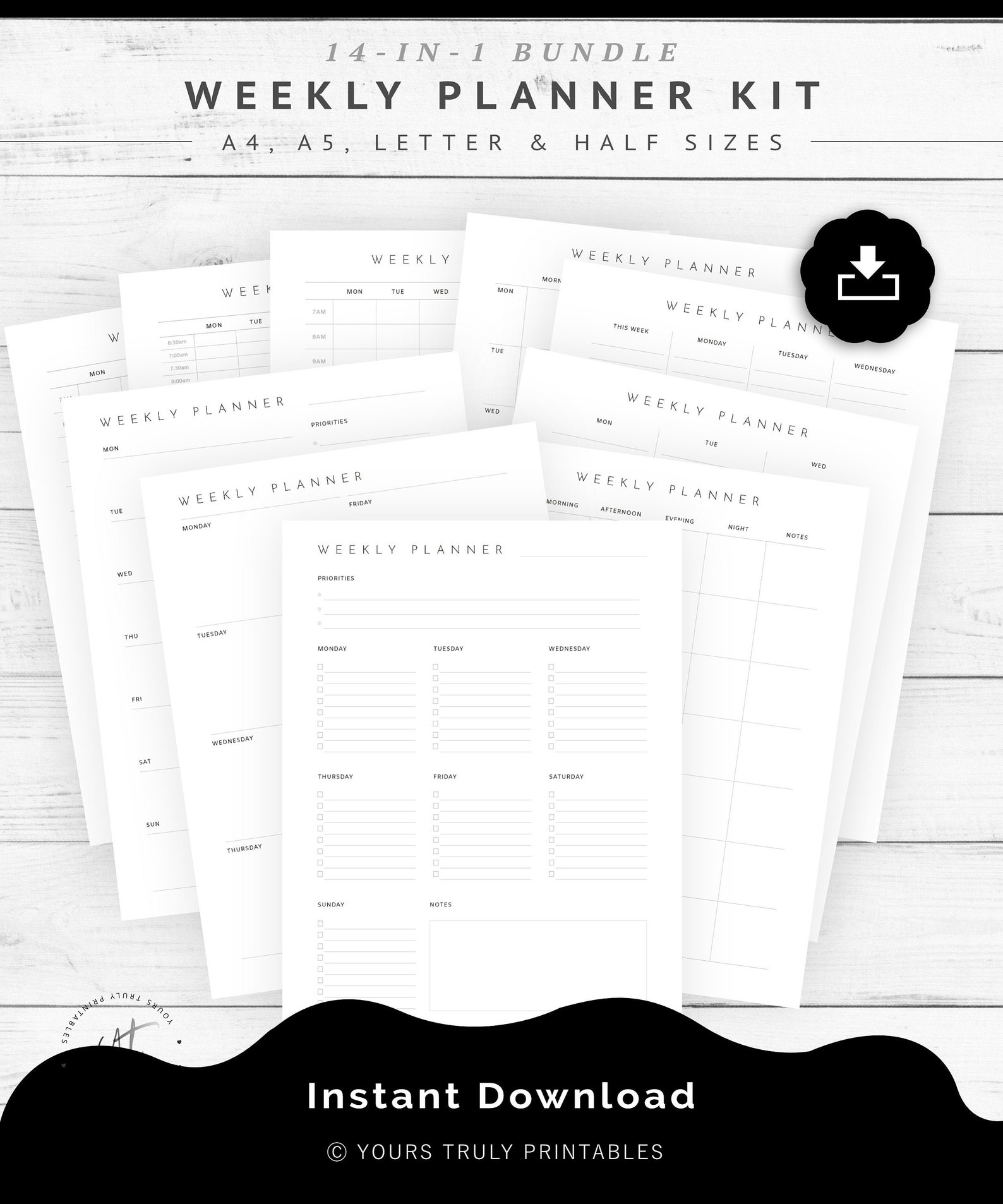 Weekly Planner Printable Kit 14 Weekly Planners Weekly to Do | Etsy UK