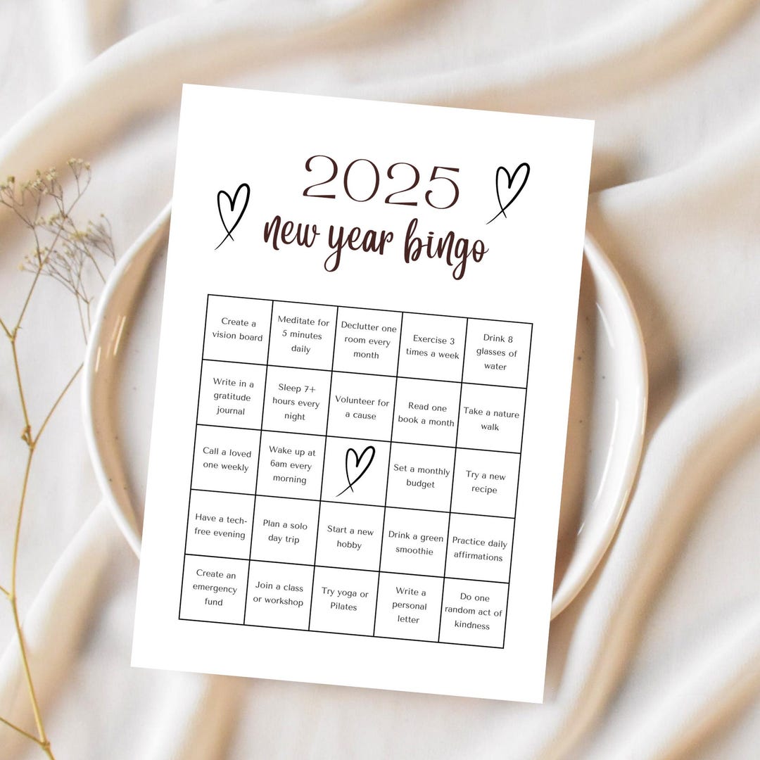2025 Bingo New Year Template, 2025 Vision Board Bingo, 2025 ...