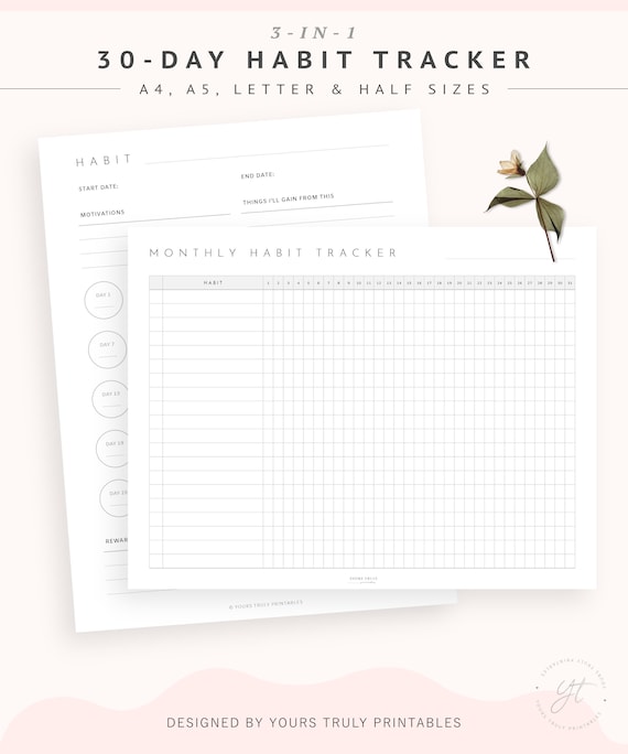 Paper habit planner printable Habit Generator Planner A5 size Goal ...
