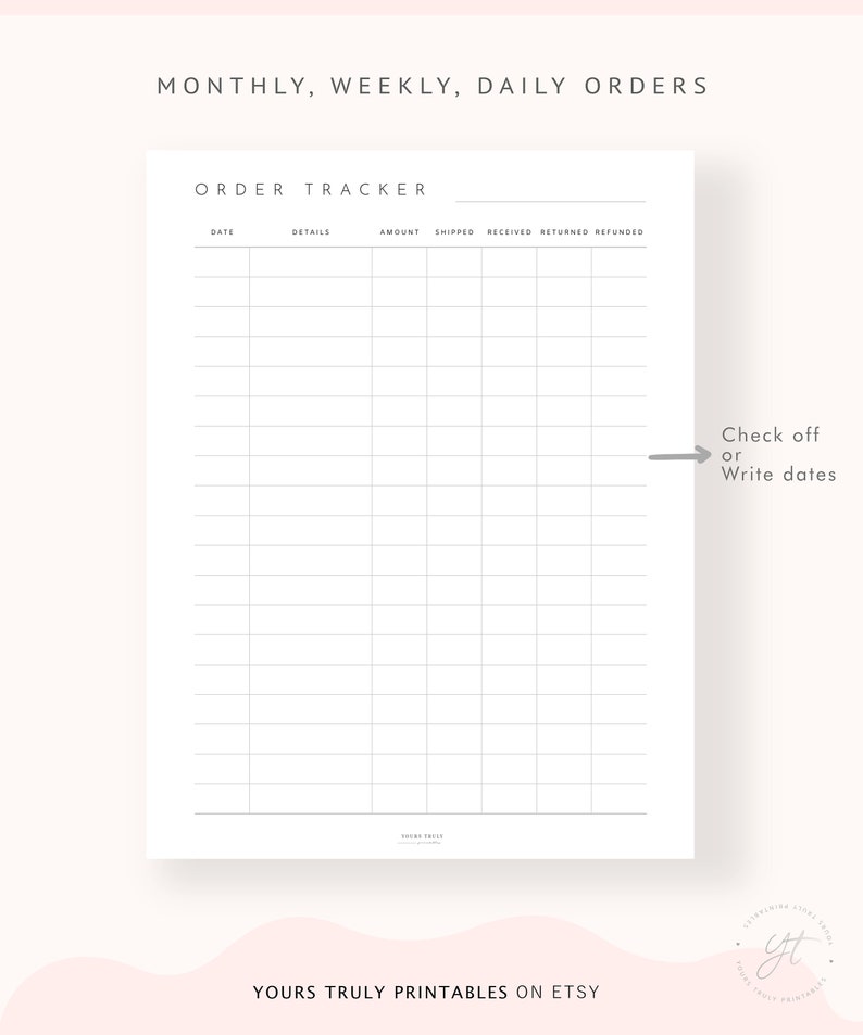 Order Tracker Printable Bundle – Shipping Log, Sales Order, Return ...