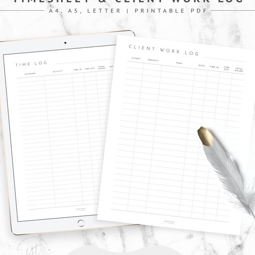 Printable Work Time Log and Tracker Activity Hours Log - Etsy