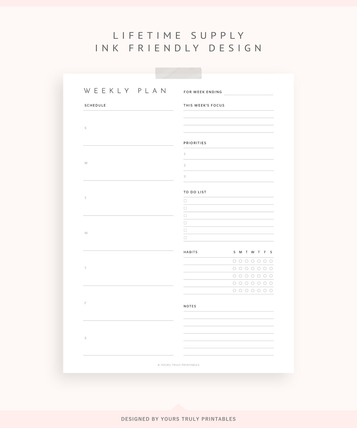 Weekly Planner With Habit Tracker Printable Fillable Weekly - Etsy