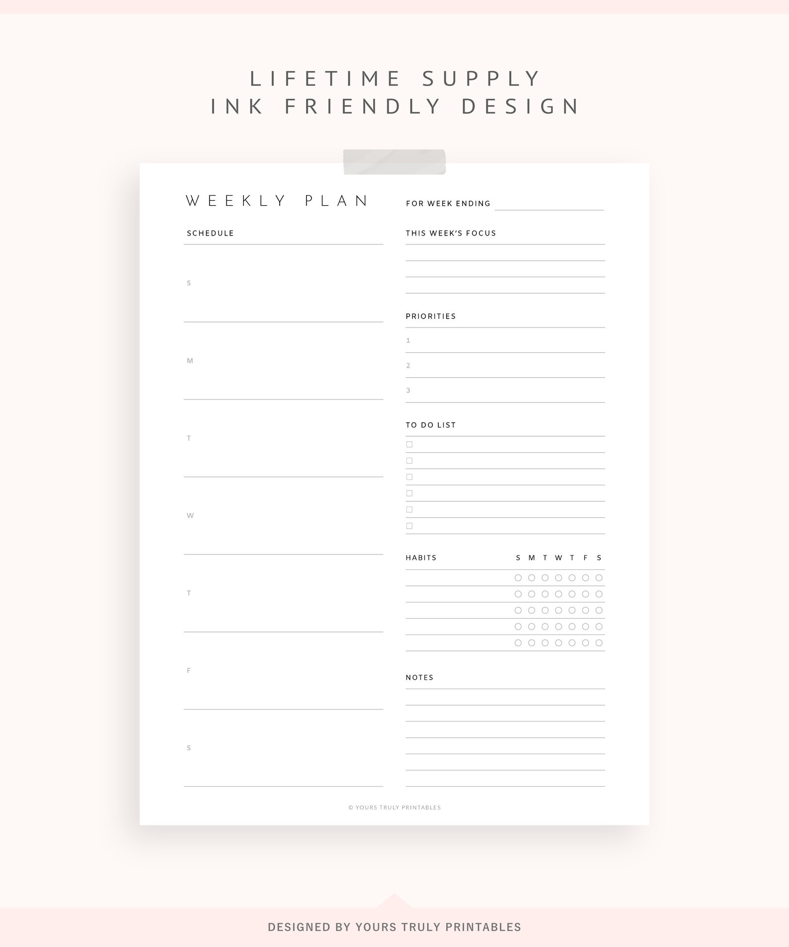 Weekly Planner With Habit Tracker Printable Fillable Weekly - Etsy