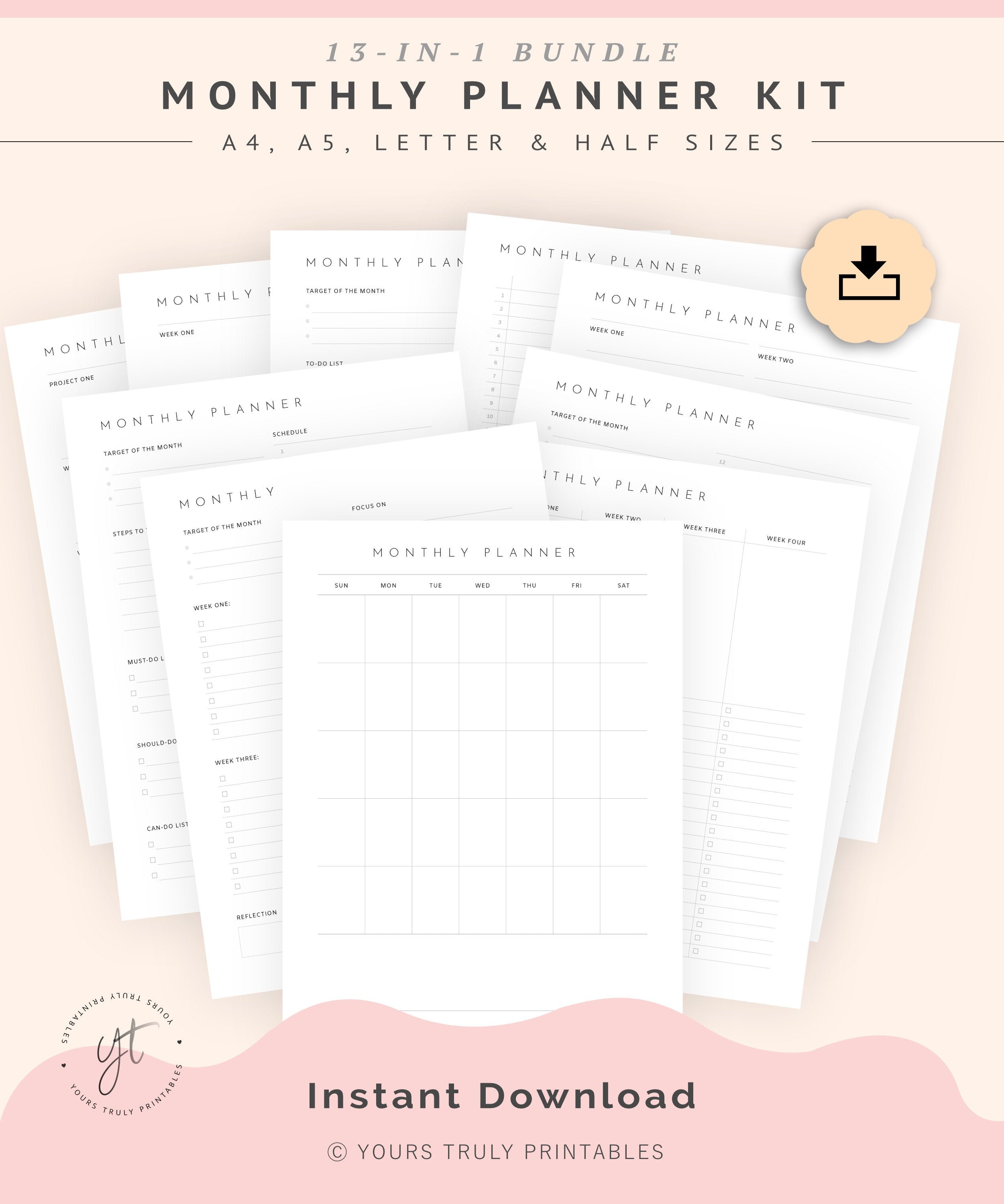 Monthly Planning Printable, Monthly Planner With to Do List Templates ...