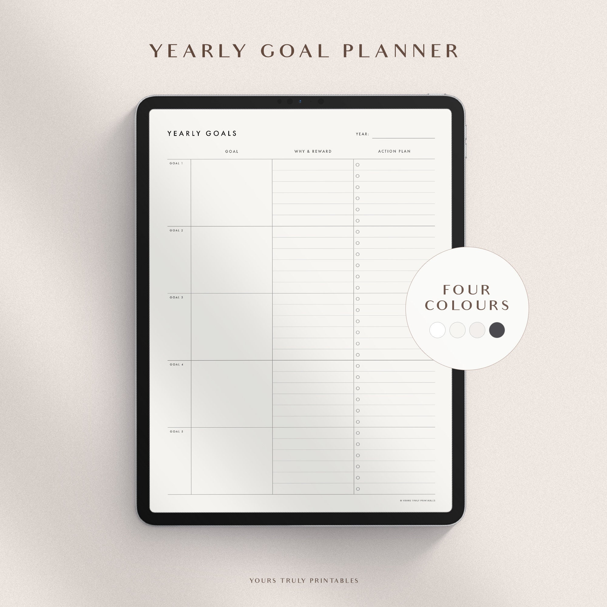 Digital Goal Planner Bundle, Printable Yearly Goals, Goodnotes ...