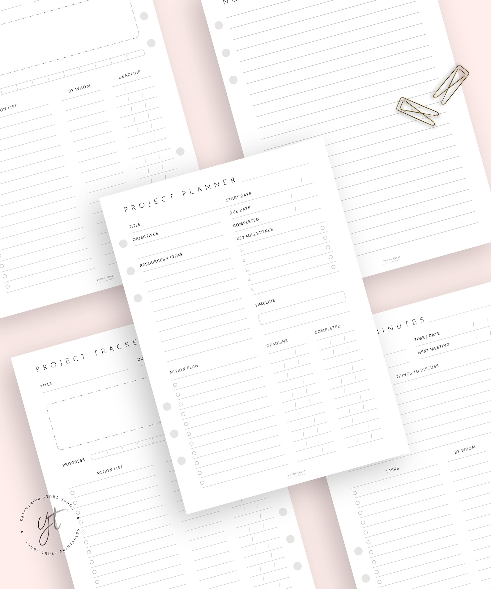 Project Planner Printable, Work Planner, Project Timeline Tracker ...