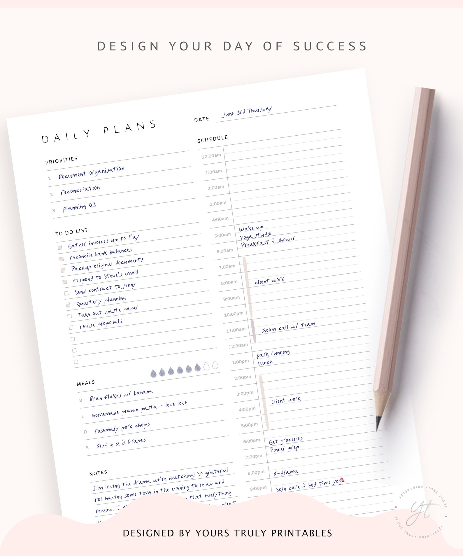 24 Hour Daily Planner Printable Half Hourly Day to Do List | Etsy