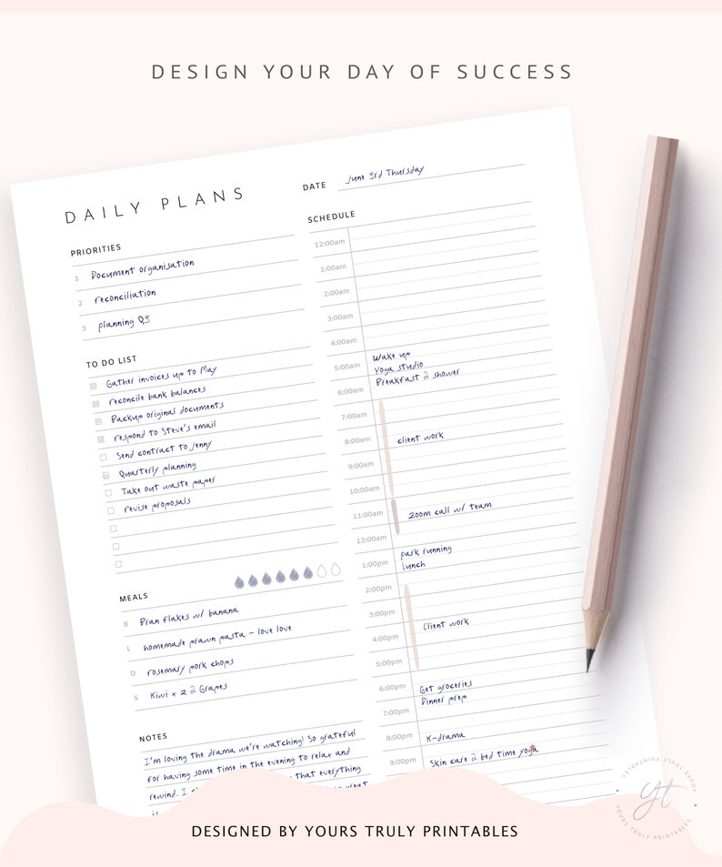 24 Hour Daily Planner Printable, Half Hourly Day to Do List PDF ...