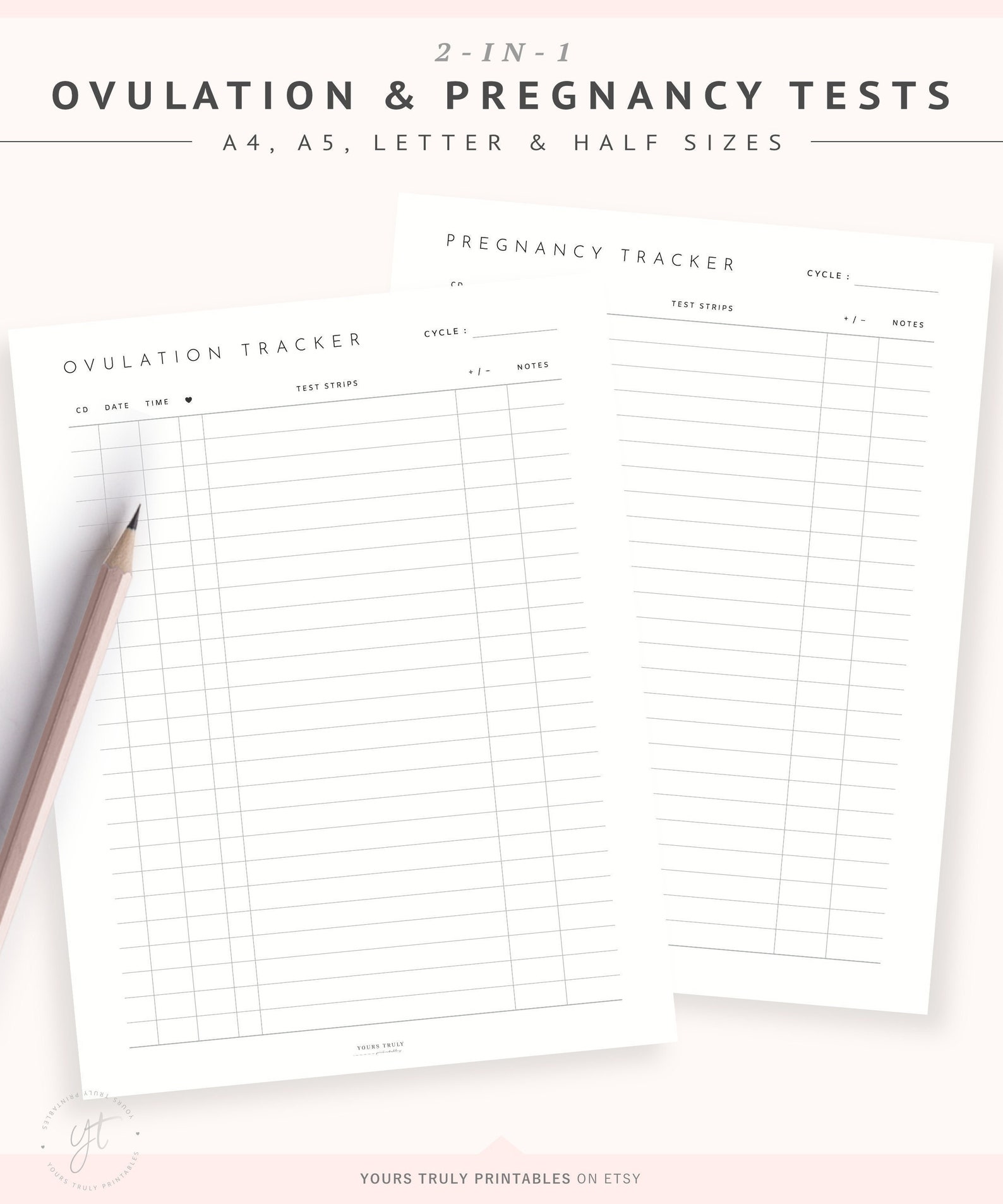Printable Ovulation Tracker Template & Pregnancy Test Chart, OPK Test ...