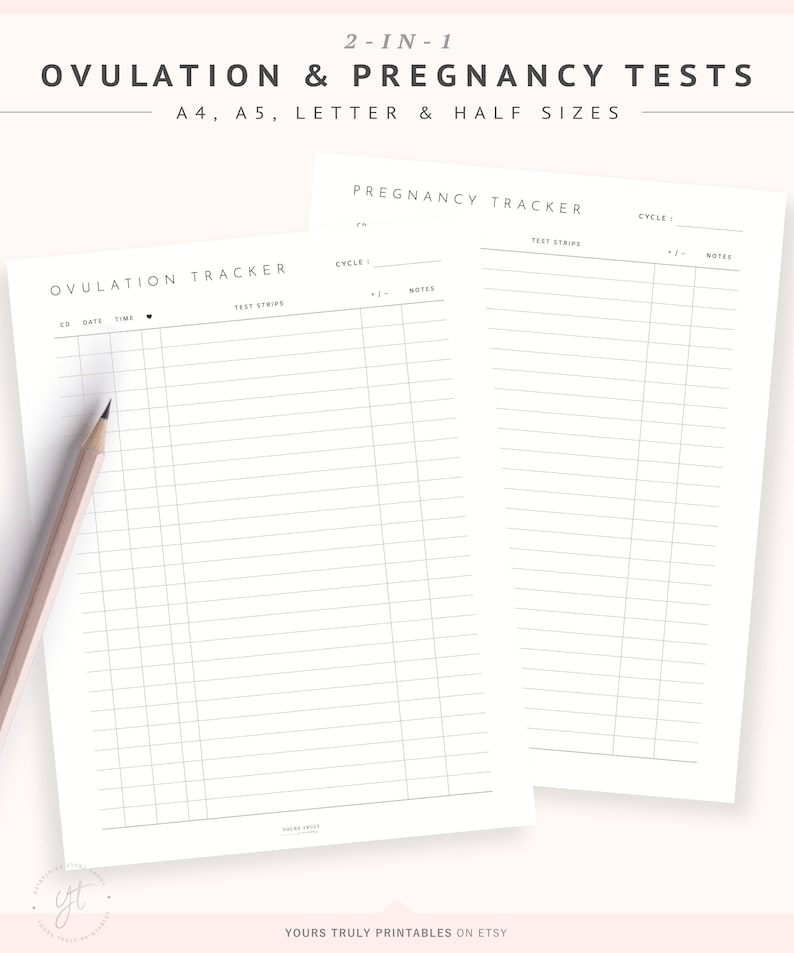 Printable Ovulation Tracker Template & Pregnancy Test Chart, OPK Test ...