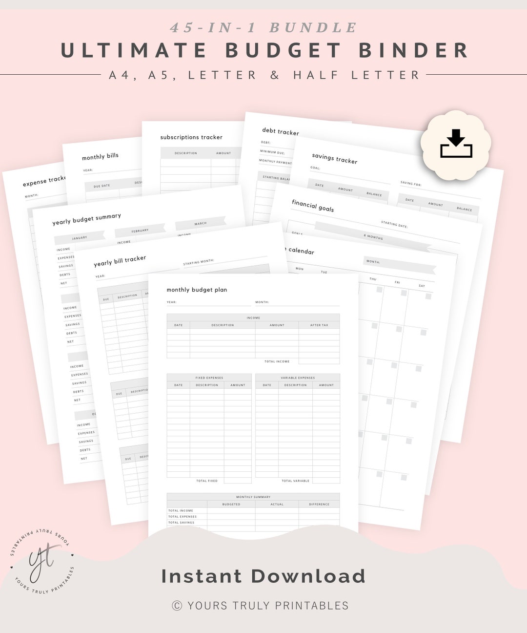 Budget Planner Printable, Monthly Budget, Personal Finance Bundle ...