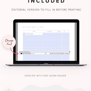 Editable Reading Journal, Daily Reading Log With Summary, Books to Read ...