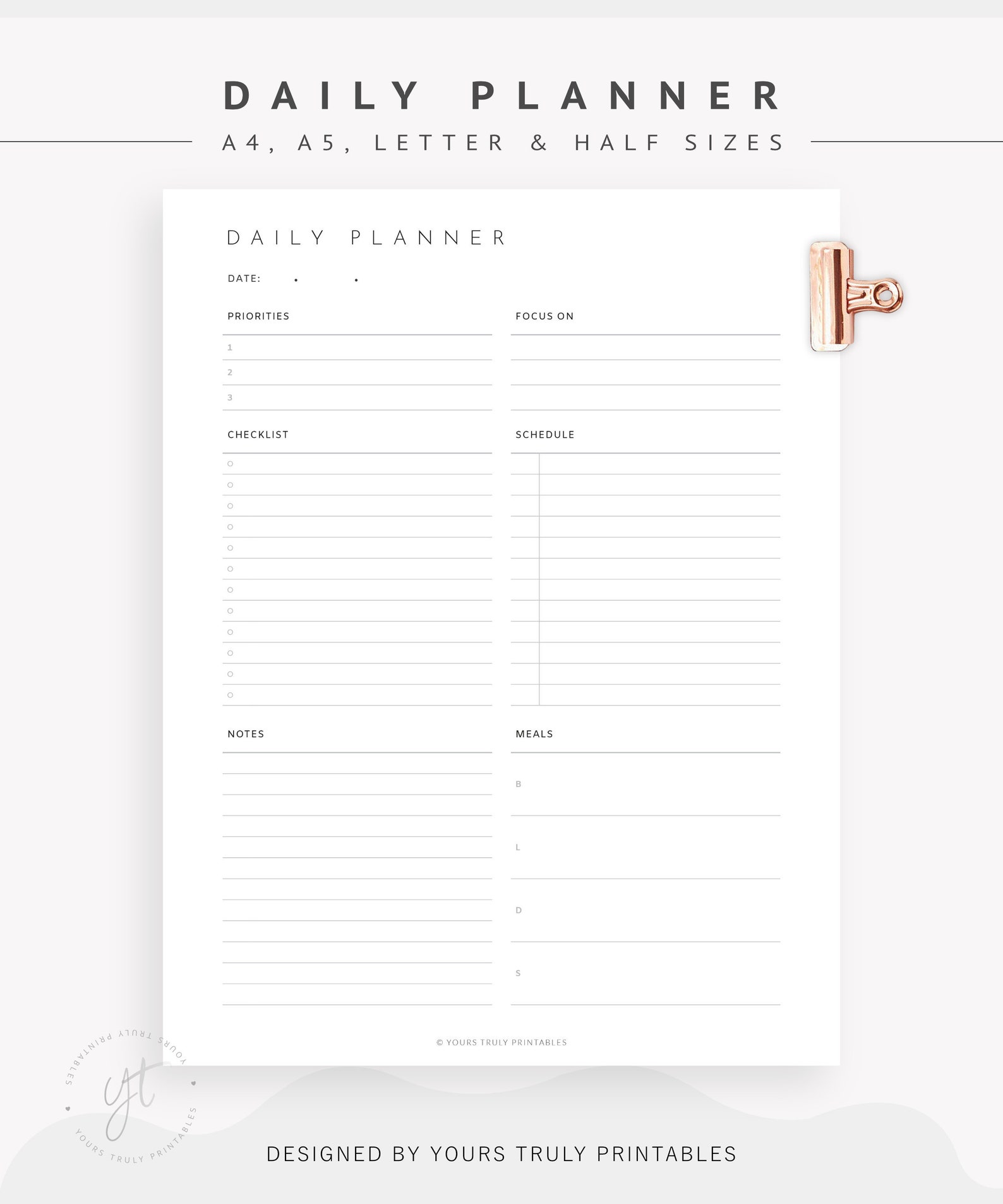 Editable Daily Planner Printable, Daily to Do List, Day Planner for ...