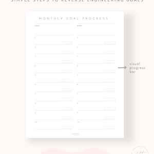 Monthly Goals Template, Monthly Goal Progress Tracker, Simple Goal ...
