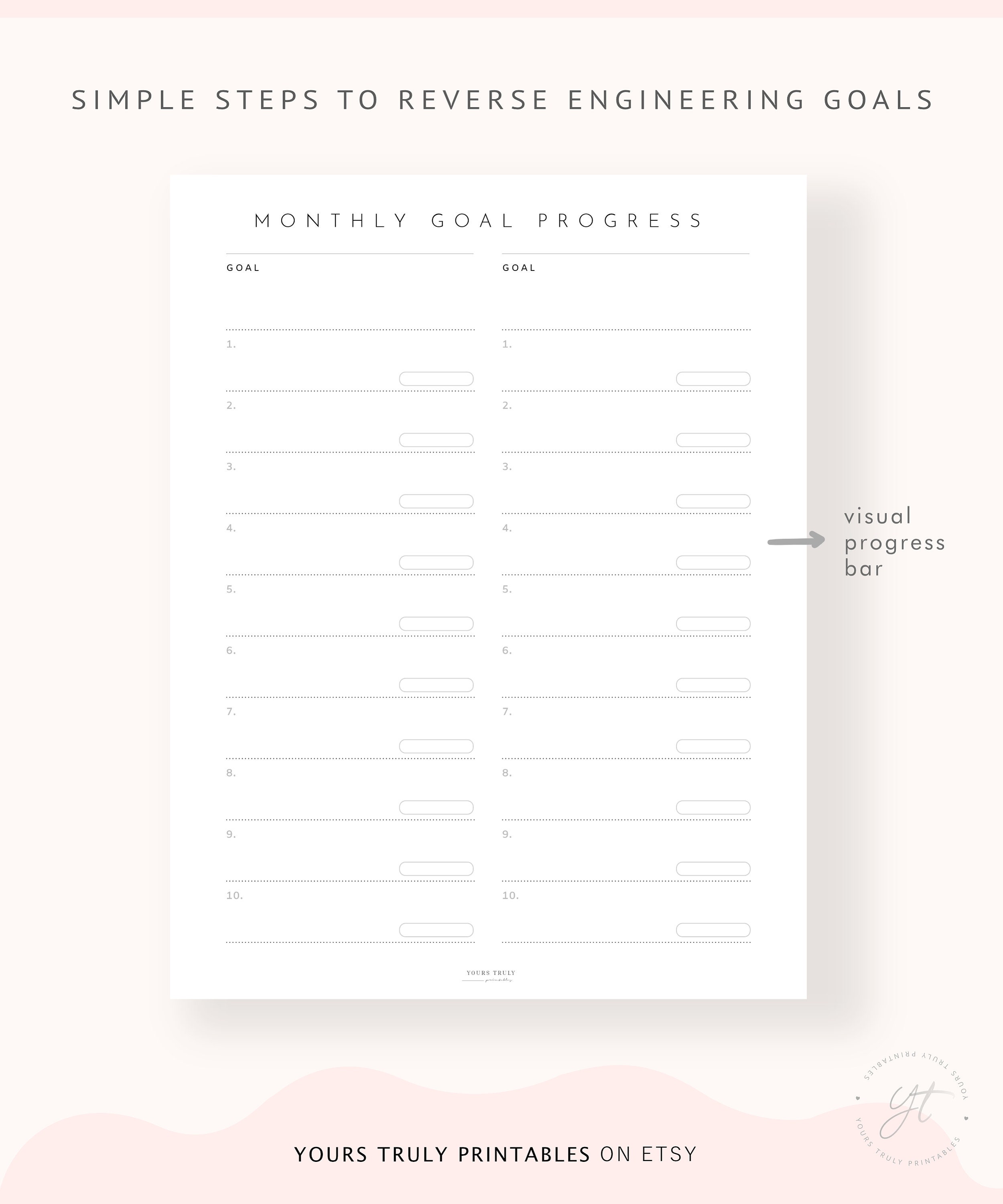 Monthly Goals Template, Monthly Goal Progress Tracker, Simple Goal ...