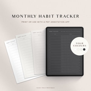Daily Habit Tracker Printable, Goodnotes Yearly Habit Tracker, Monthly ...