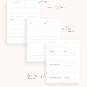 Monthly Goals Template, Monthly Goal Progress Tracker, Simple Goal ...