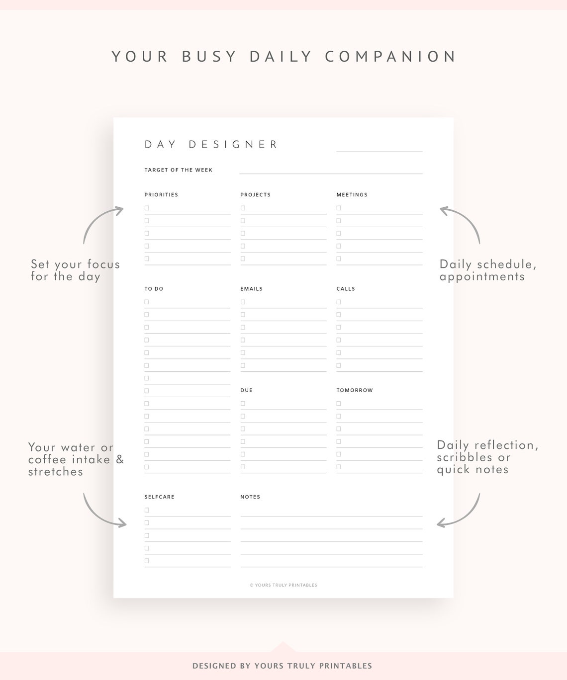 Editable Daily Work Planner Printable Fillable Work Day | Etsy