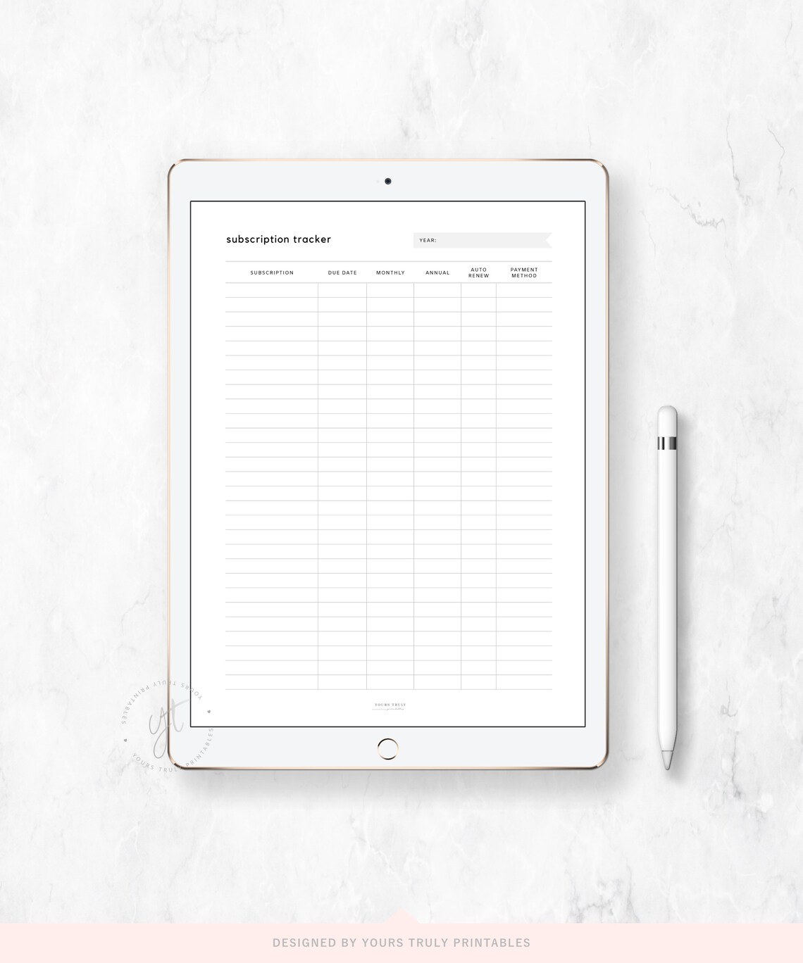 Subscription Tracker Printable – Monthly Expense Tracker, Yearly ...