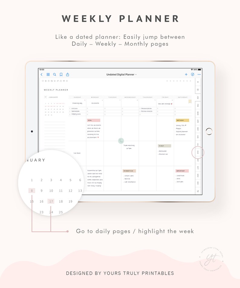 Digital Life Planner Undated Digital Planner Goodnotes - Etsy