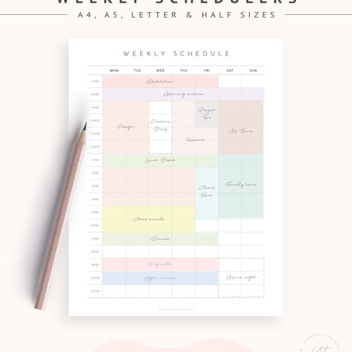 Weekly Time Blocking Printable Planner PDF Daily Schedule - Etsy