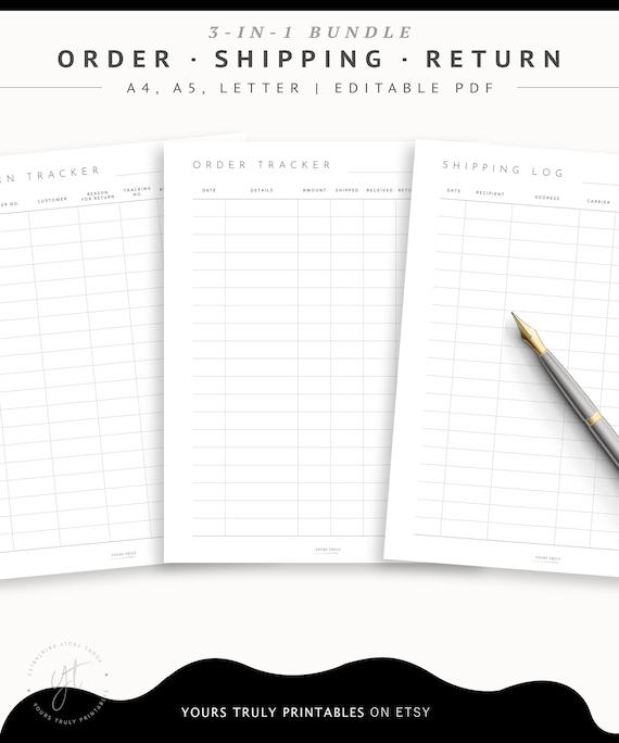 Order Tracker Printable Bundle Shipping Log Sales Order - Etsy