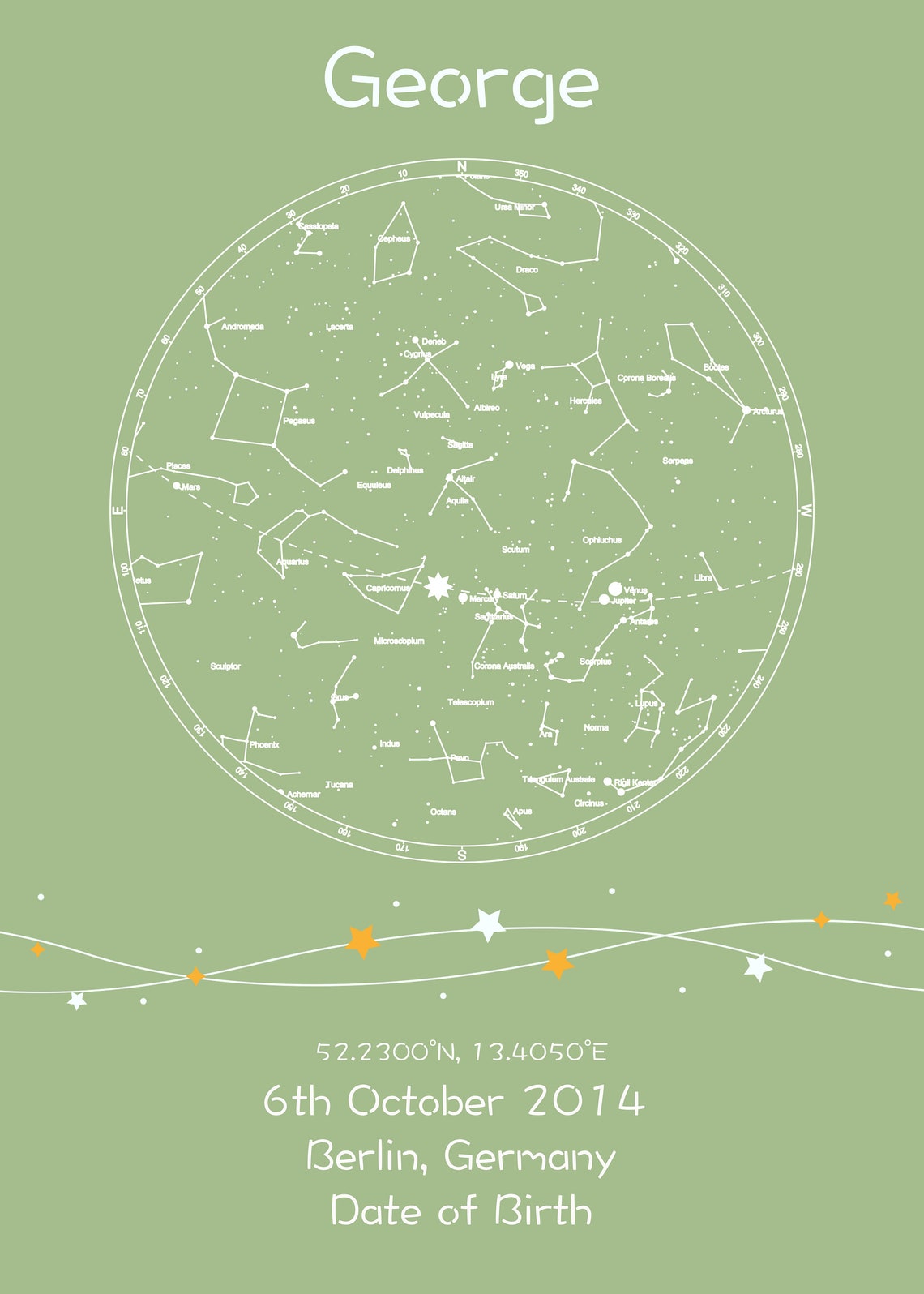 Buy Custom Star Map, Custom Sky Map, Kids Star Map, Personalized Sky ...