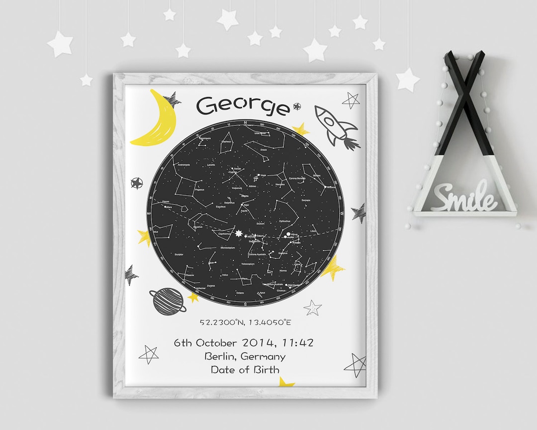 Baby Star Map,custom Star Map, Custom Sky Map, Personalized Sky Map ...