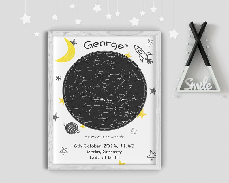 Baby Star Map,custom Star Map, Custom Sky Map, Personalized Sky Map ...