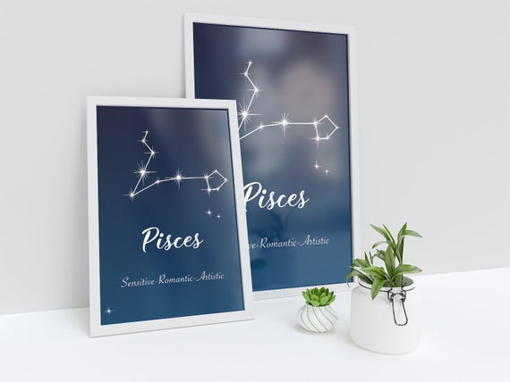 Pisces Printzodiac Print Star Map Printable Art Zodiac | Etsy