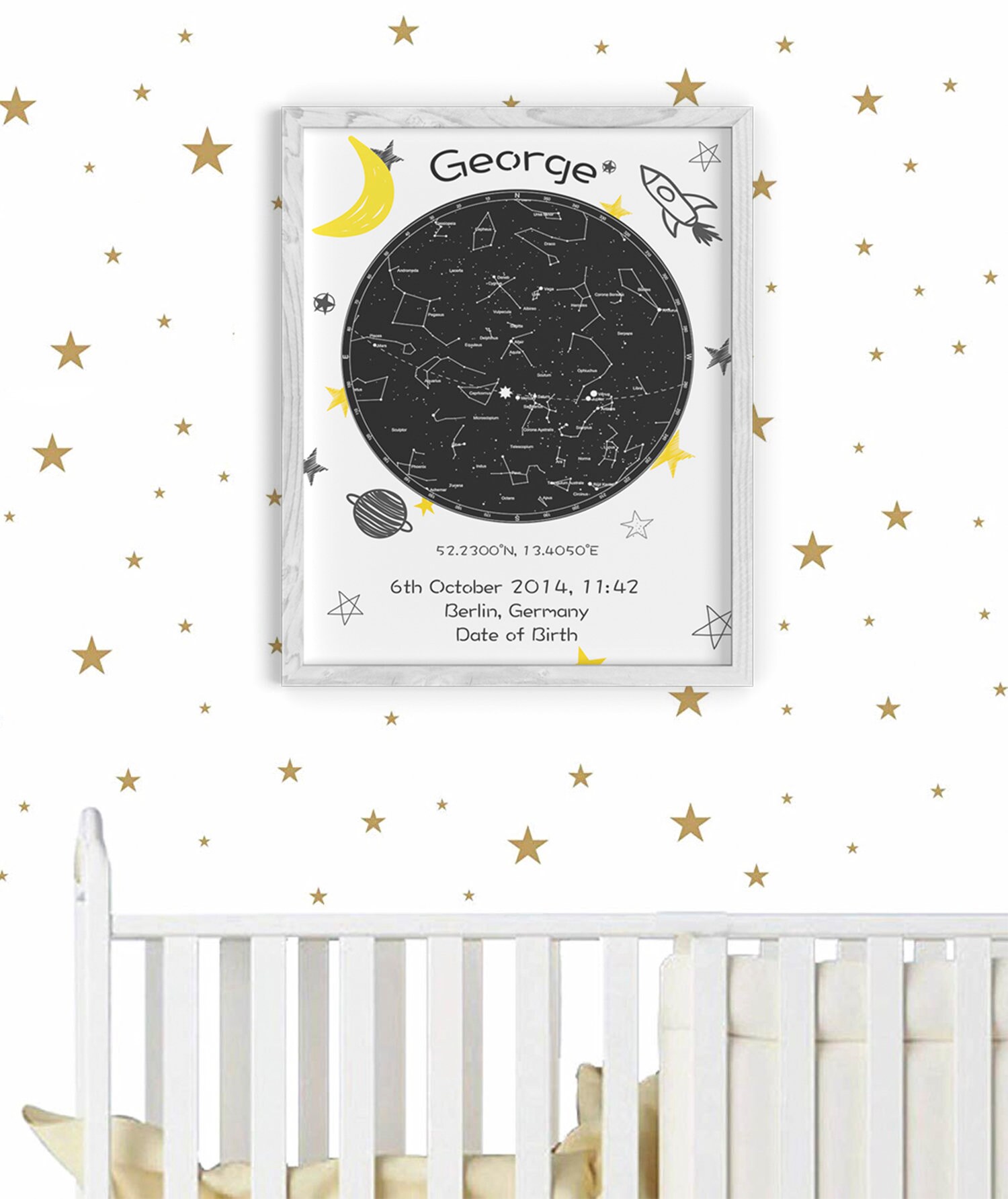 Baby Star Map,custom Star Map, Custom Sky Map, Personalized Sky Map ...
