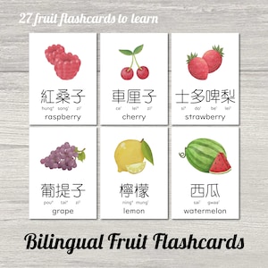 Bilingual Cantonese Chinese Fruit Flashcards Traditional Characters ...