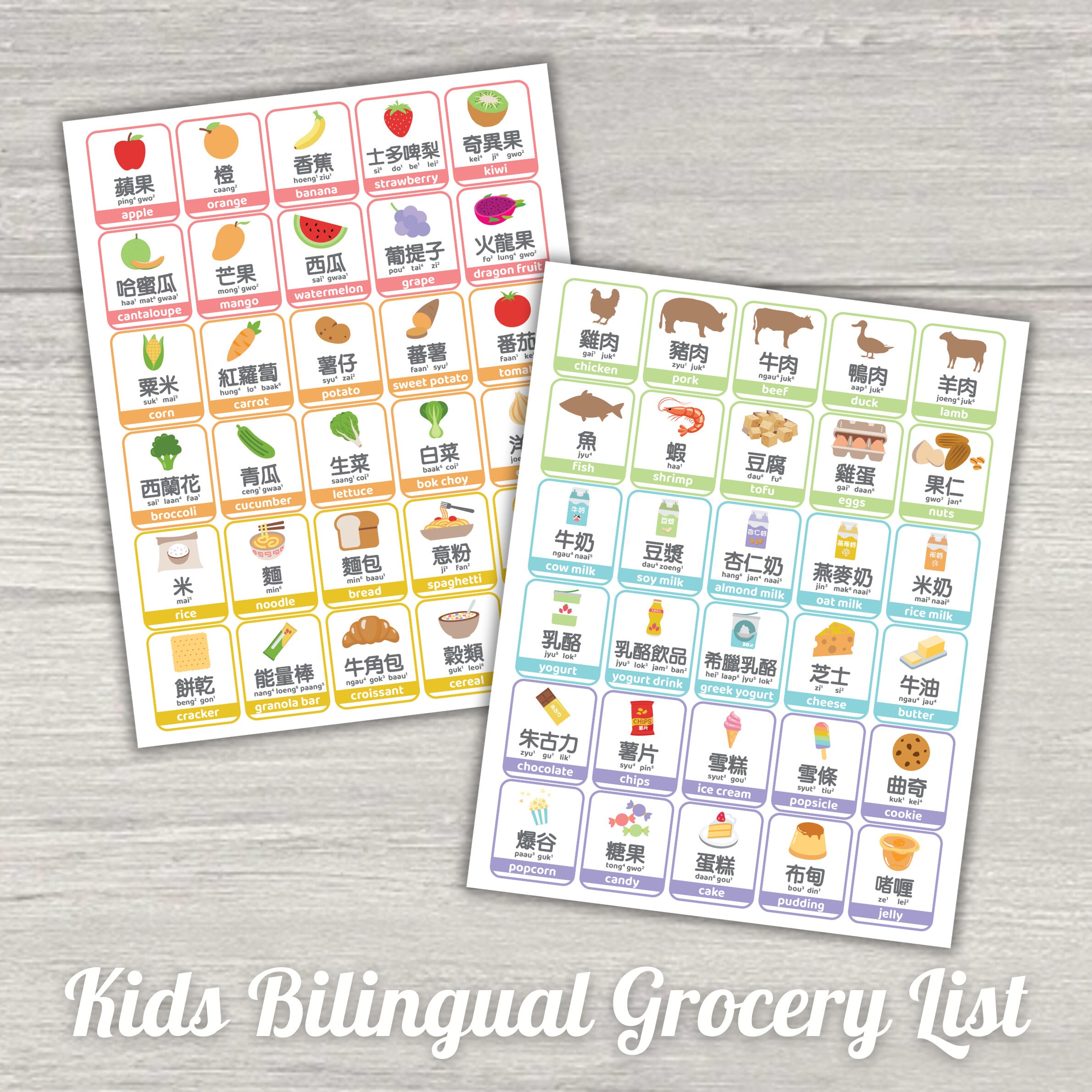 Bilingual Grocery Shopping List Activity Printable Pretend - Etsy