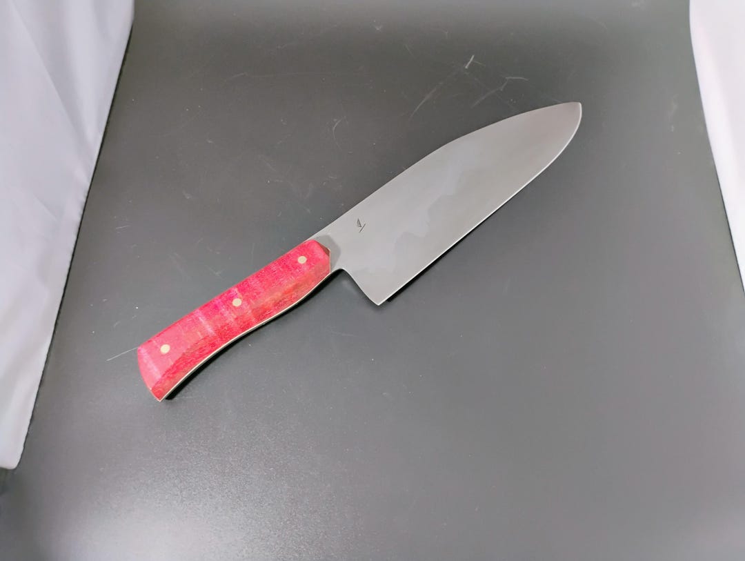 Chef's Knife With Hamon, Red Stabilized Curly Maple Handle, W2 High ...