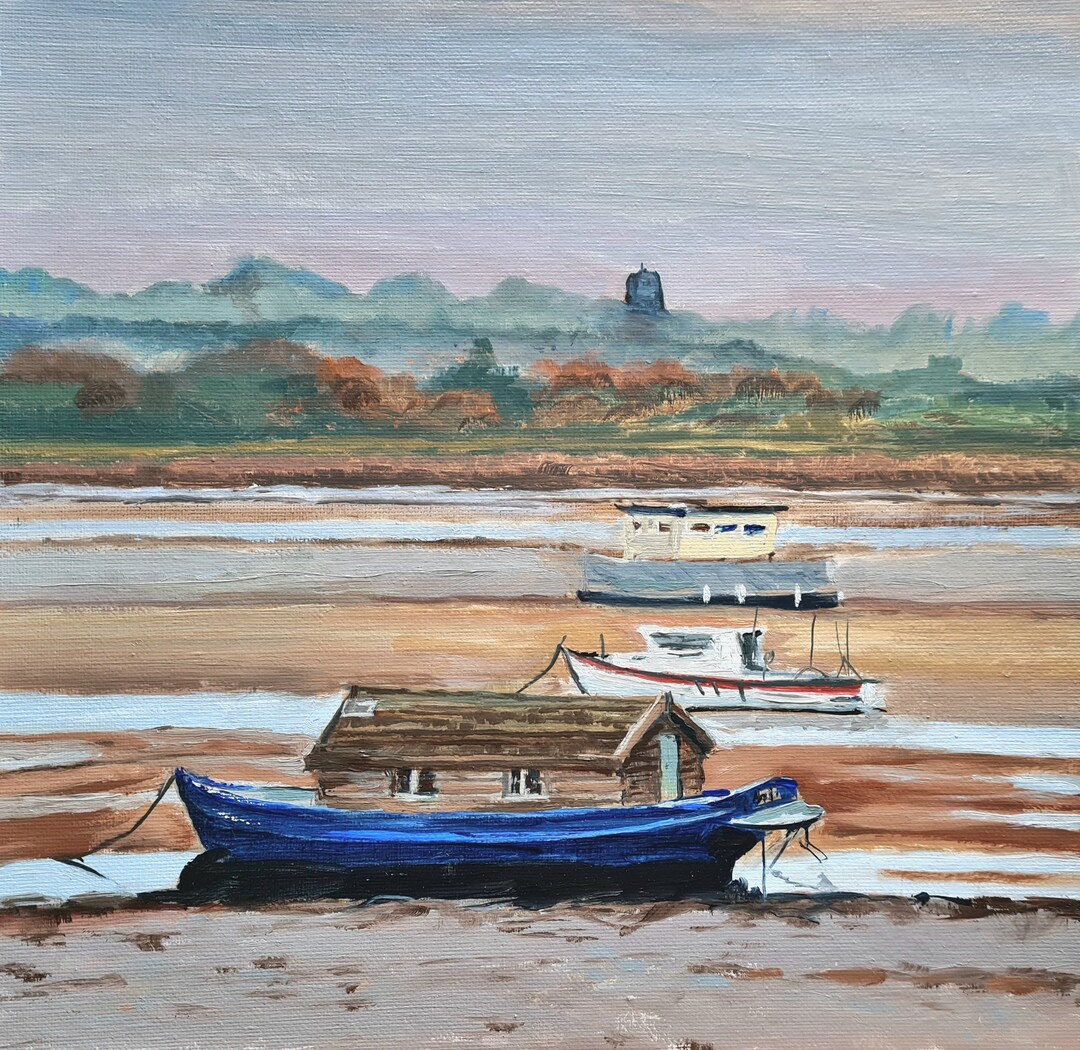 Original, Oil Painting, Houseboat, Blakeney Point, Norfolk, England, 30 ...