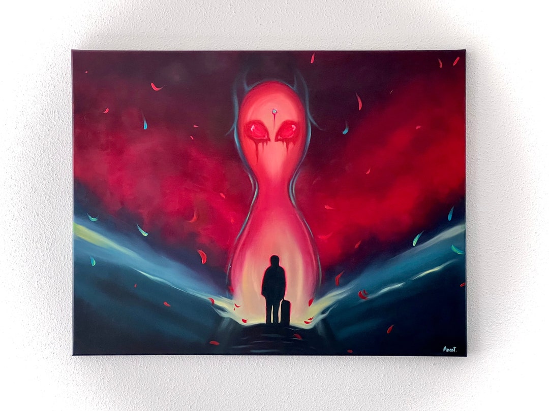 Original Oil Painting Sci-fi Painting Aliens Painting Surrealism ...