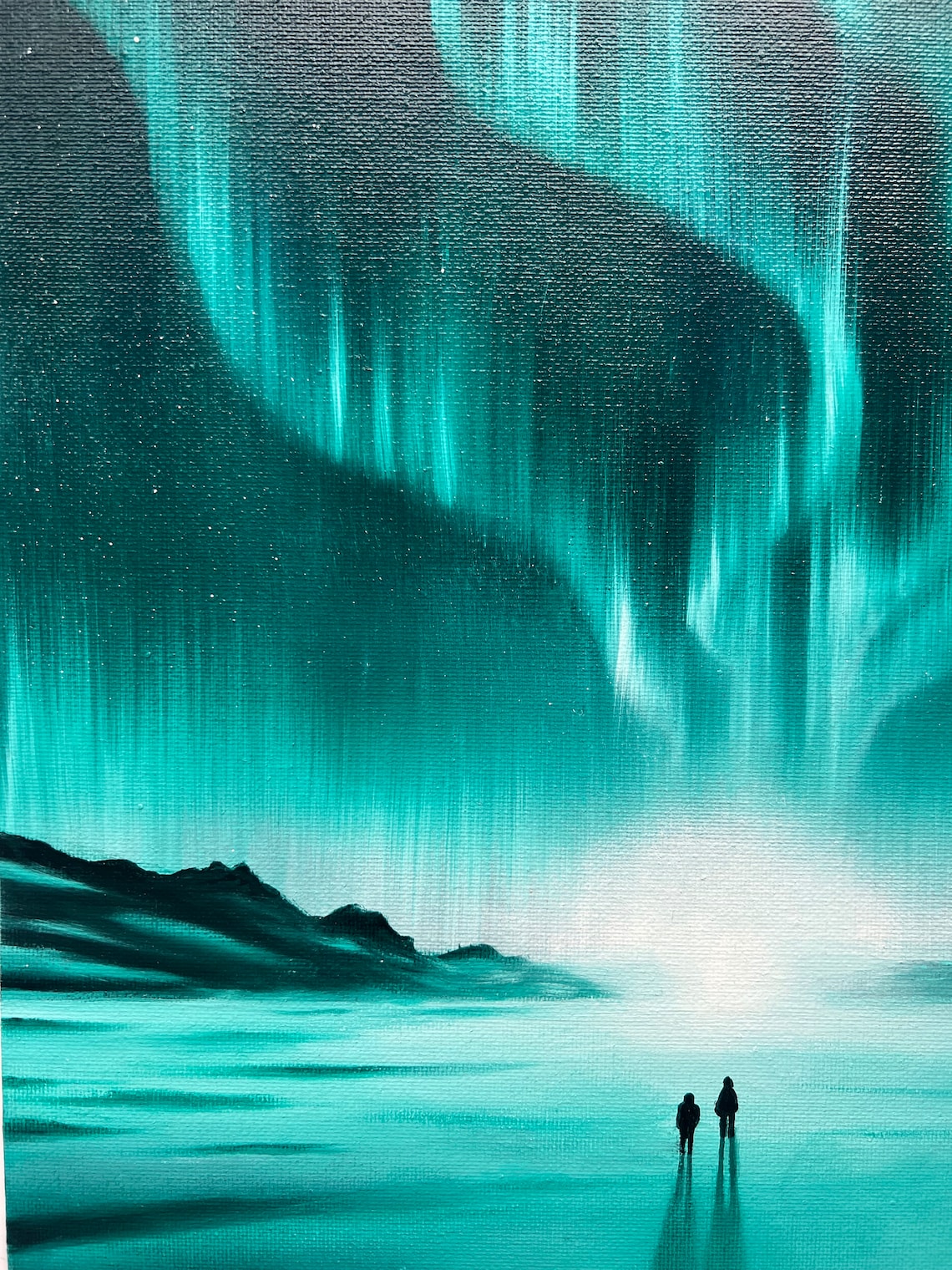 Original Northern Lights Oil Painting: Aurora Borealis Artwork (30x40cm ...