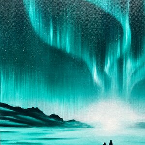 Original Northern Lights Oil Painting: Aurora Borealis Artwork (30x40cm ...
