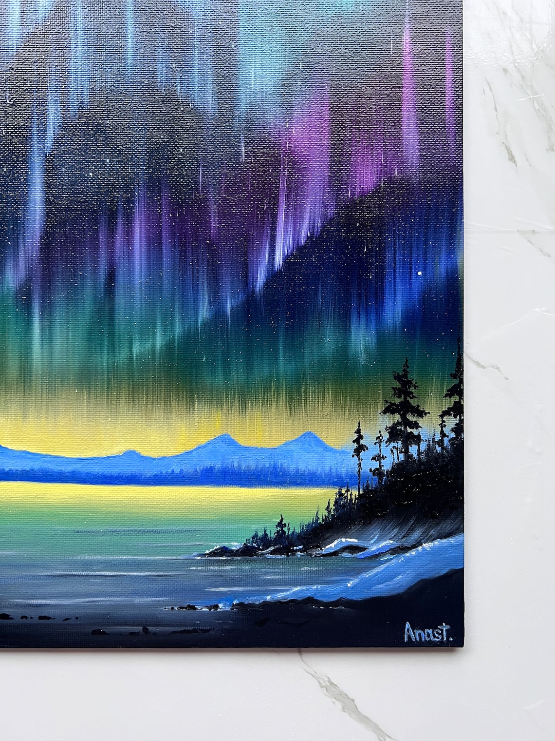 Northern Lights Painting Original Oil Painting Aurora Northern Lights ...