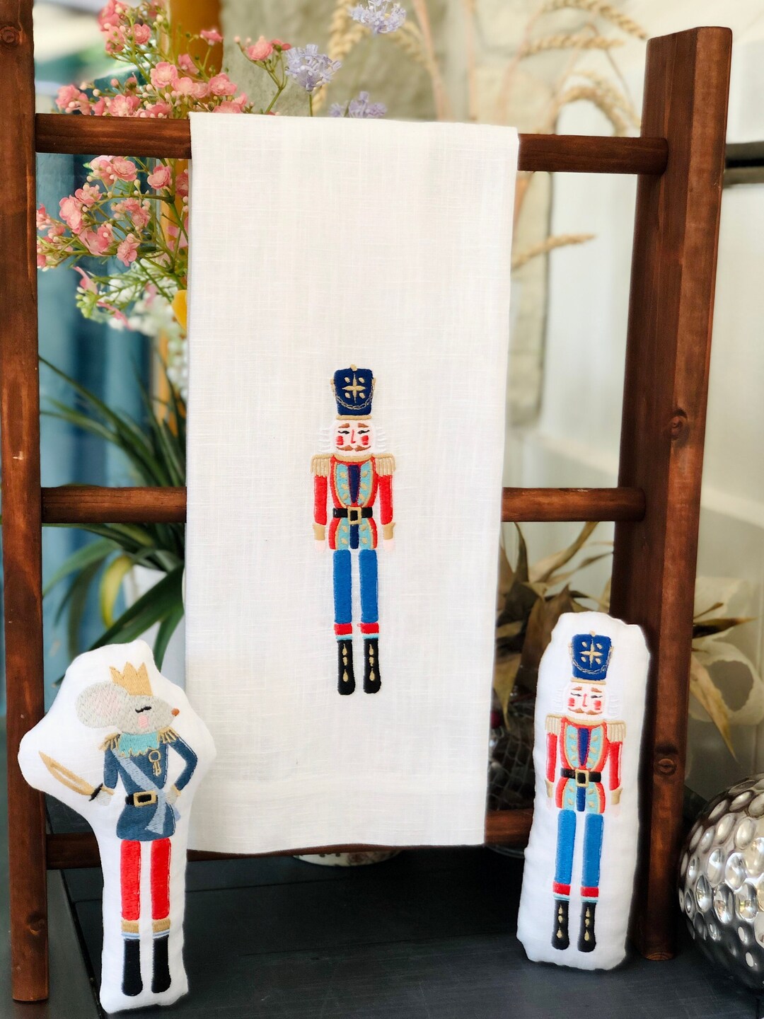 Embroidered Nutcracker Linen Guest Towel: Christmas Table Decor - Etsy