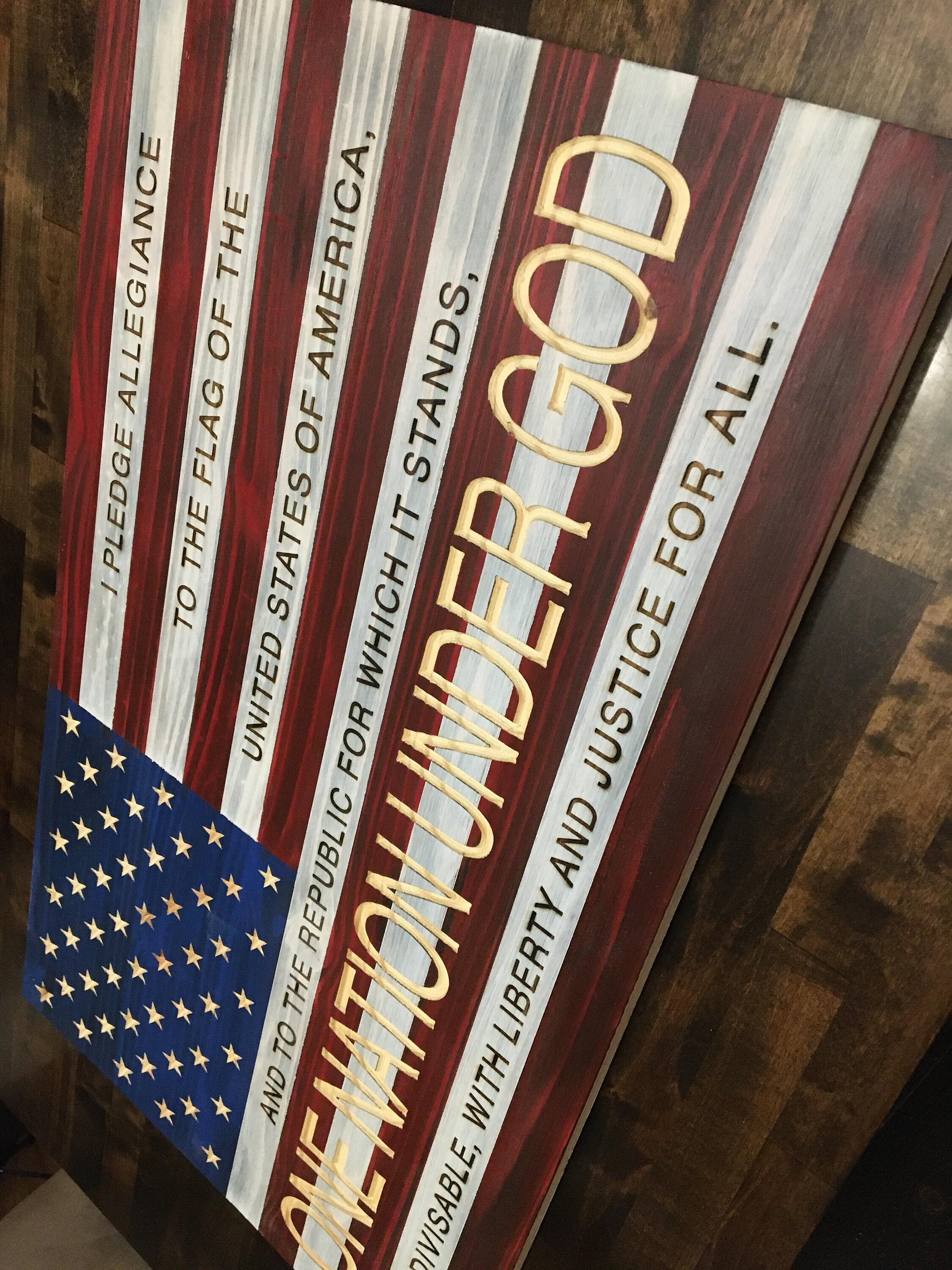 Pledge of Allegiance Wooden Pine Flag 30"x18"x.5" - Etsy