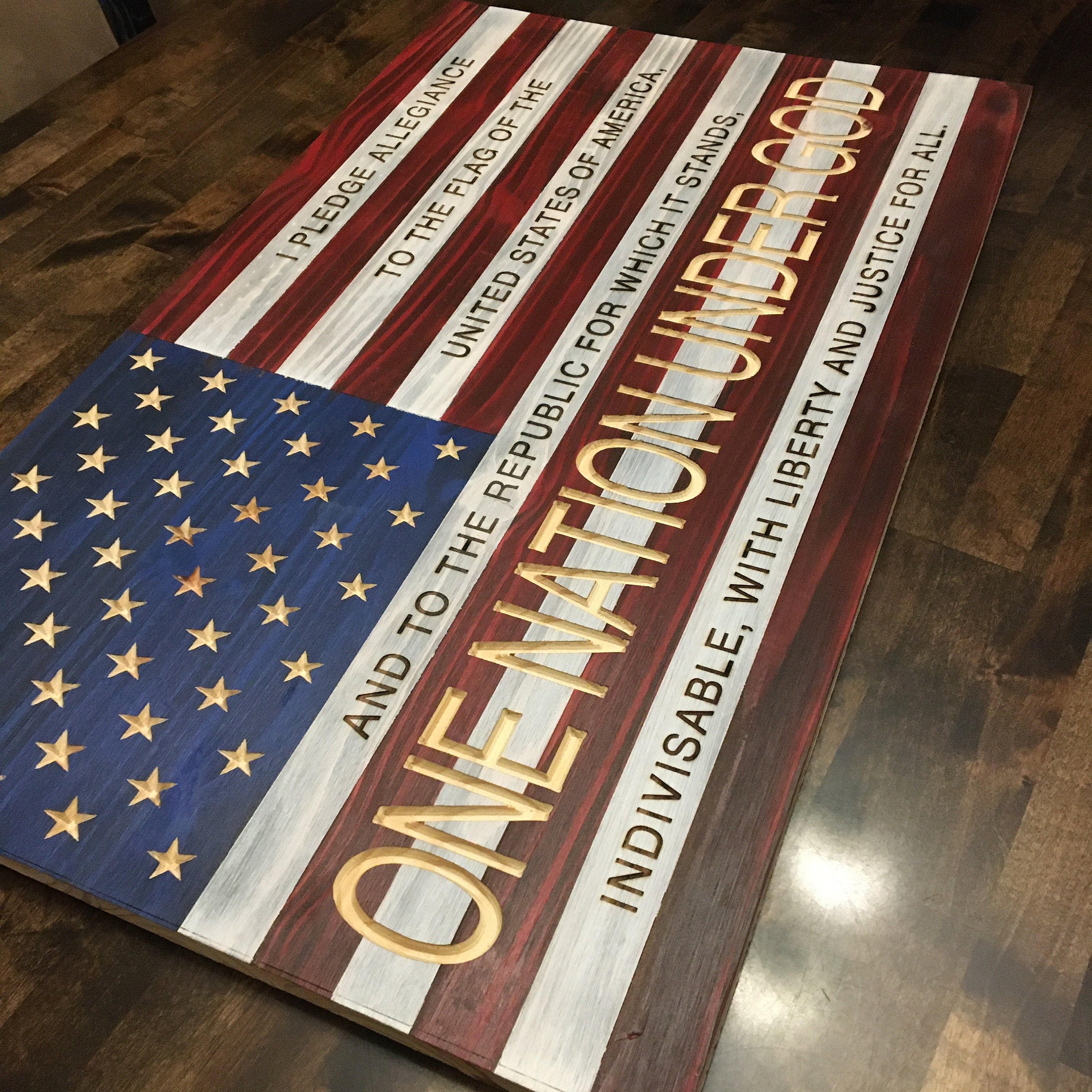 Pledge of Allegiance Wooden Pine Flag 30"x18"x.5" - Etsy