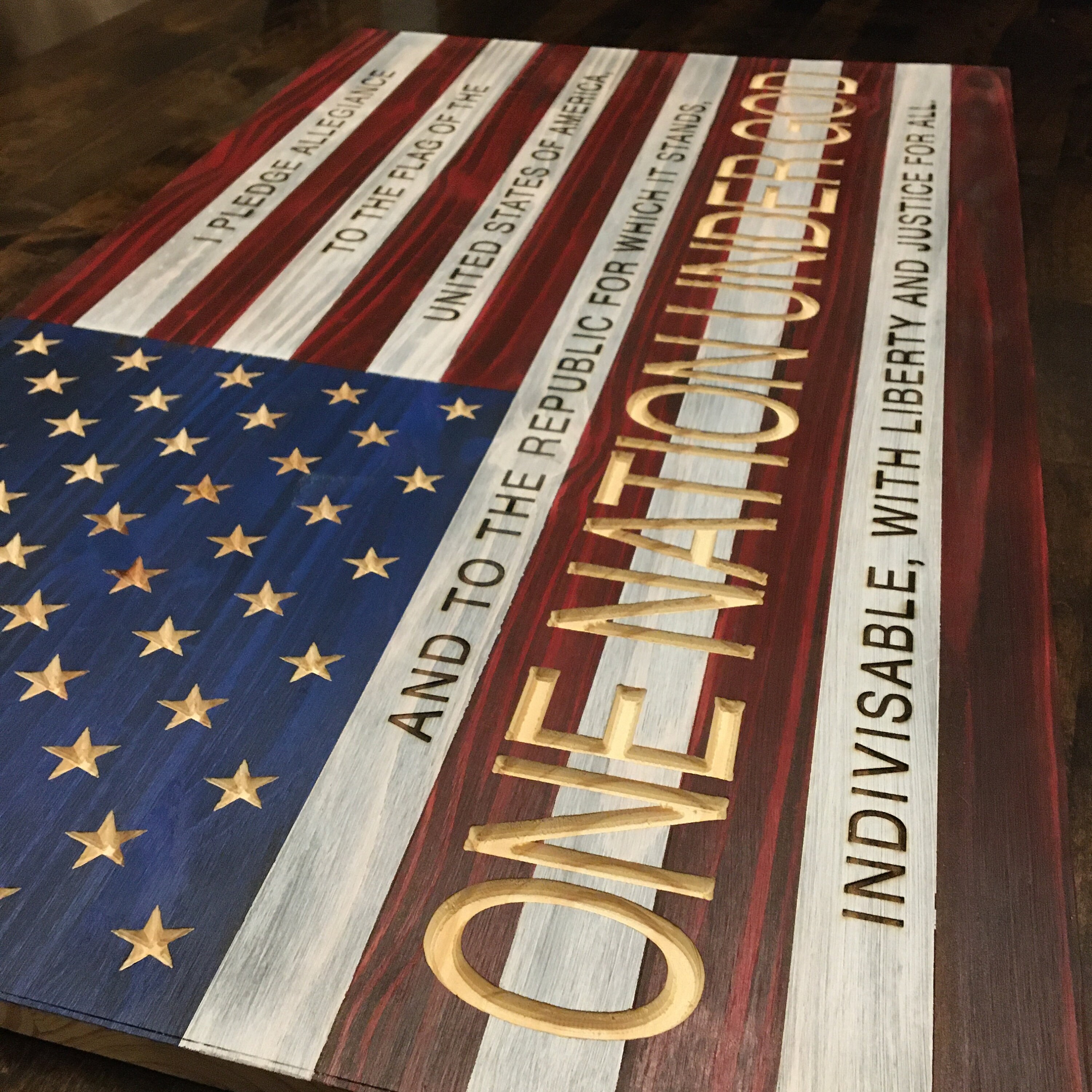 Pledge of Allegiance Wooden Pine Flag 30"x18"x.5" - Etsy