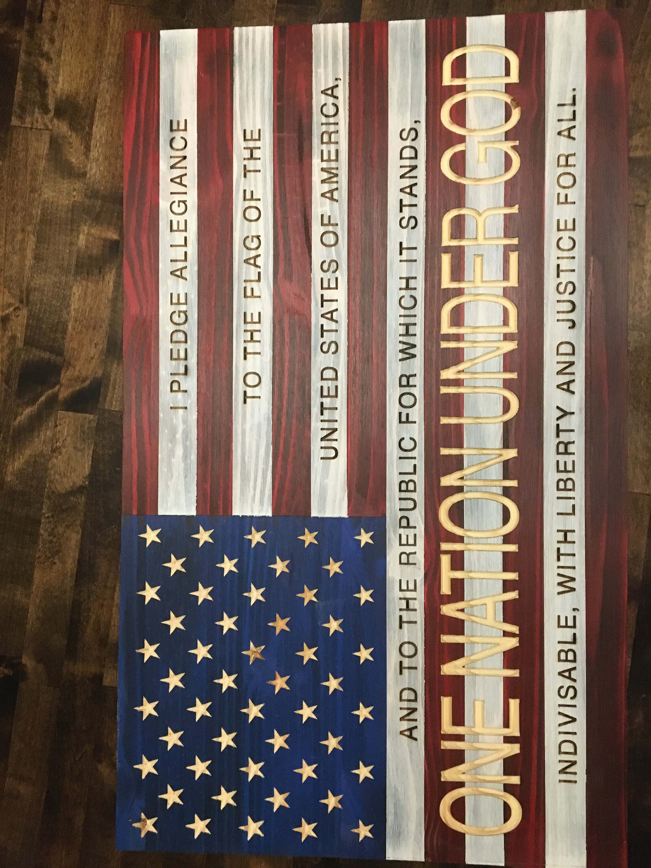 Pledge of Allegiance Wooden Pine Flag 30"x18"x.5" - Etsy