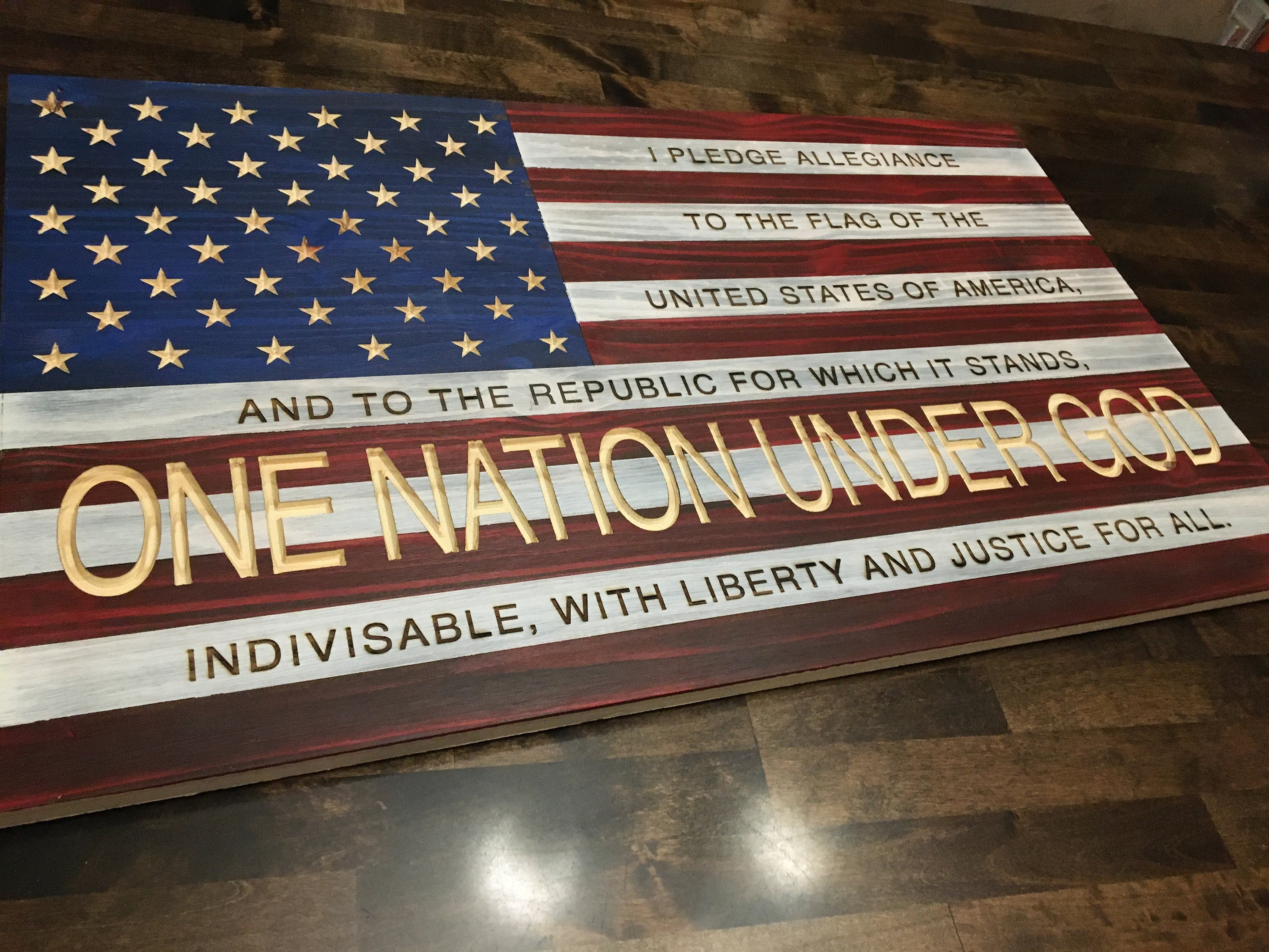 Pledge of Allegiance Wooden Pine Flag 30"x18"x.5" - Etsy