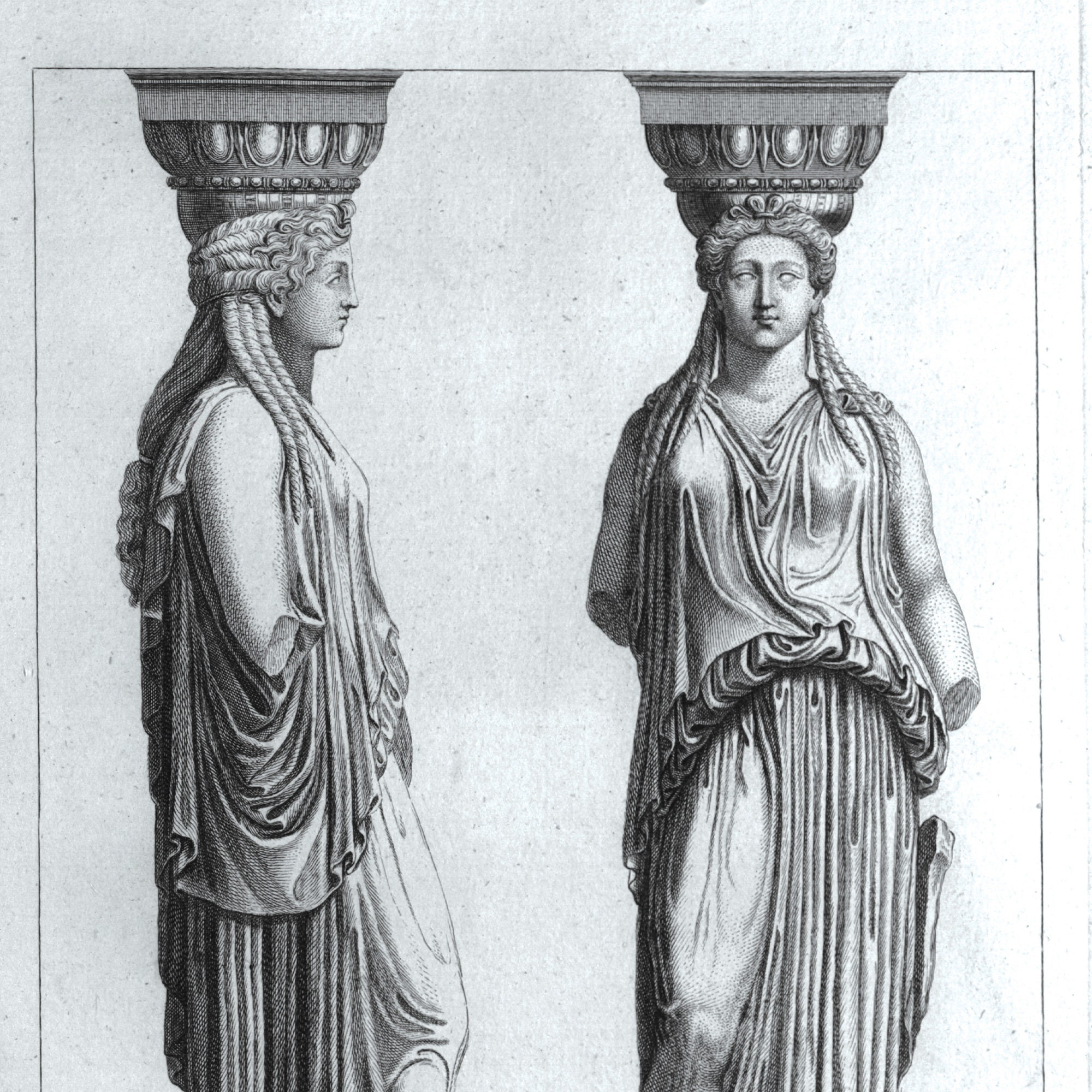 Greek Woman Statue Vintage Architecture Illustration Printable ...