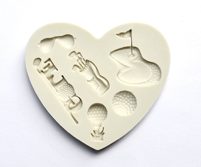 GOLF VARIETY MOLD, Silicone Fondant Mold, Cupcake Decorating, Golfer ...